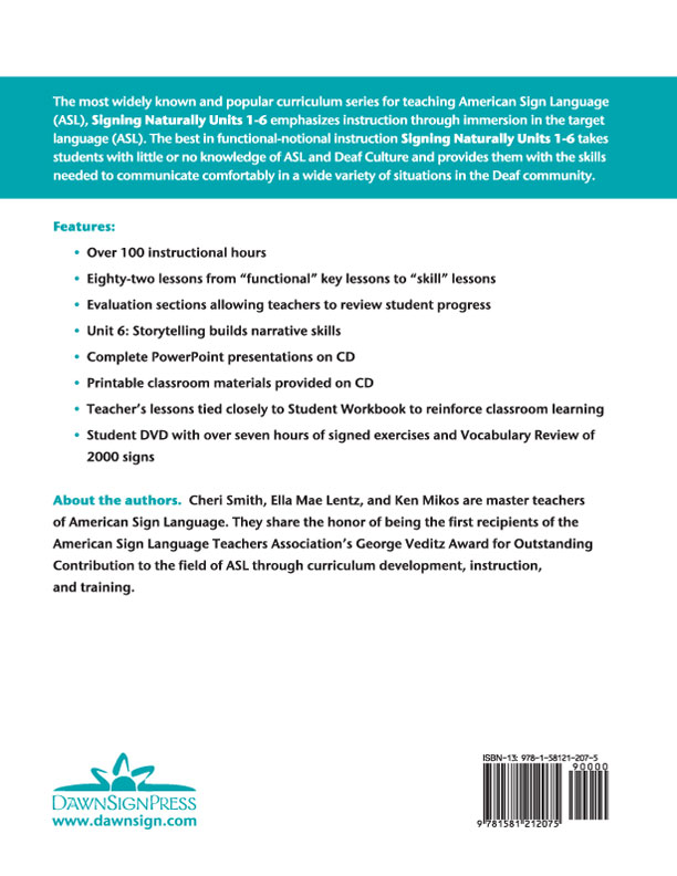 Signing Naturally Units 1-6 Teacher's Curriculum Set - Dawn Sign Press
